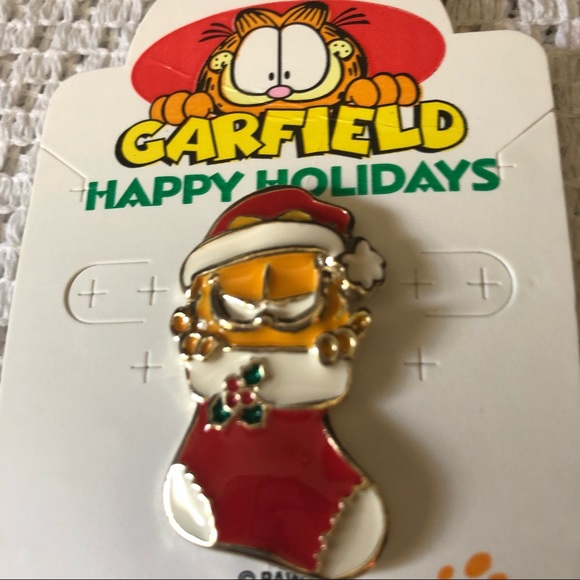 Garfield | Jewelry | Vintage Garfield Enamel Happy Holidays Pin By ...